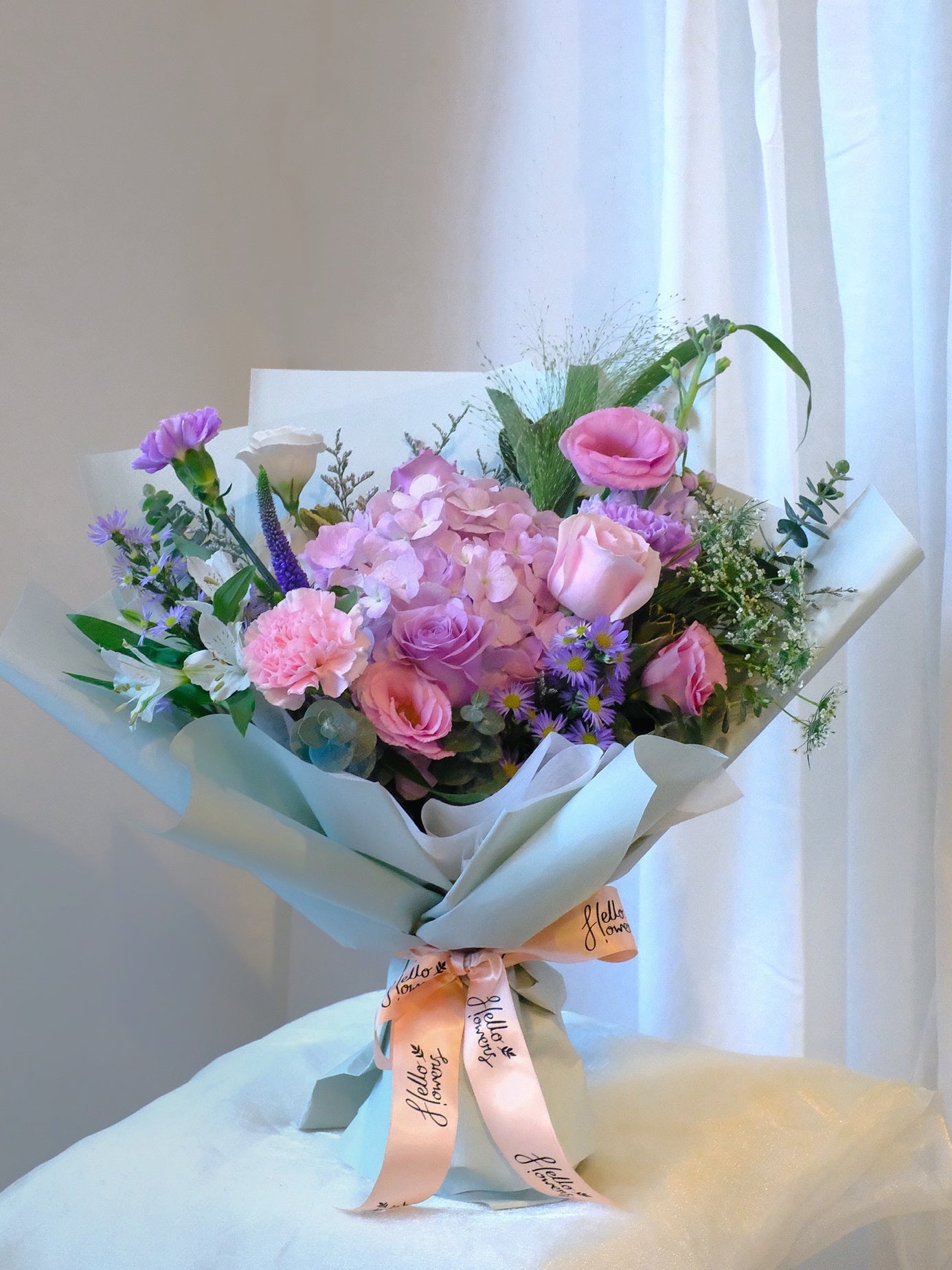 Enchanted Bouquet - Pink hydrangea with lilacs and pastel pinks – Hello ...