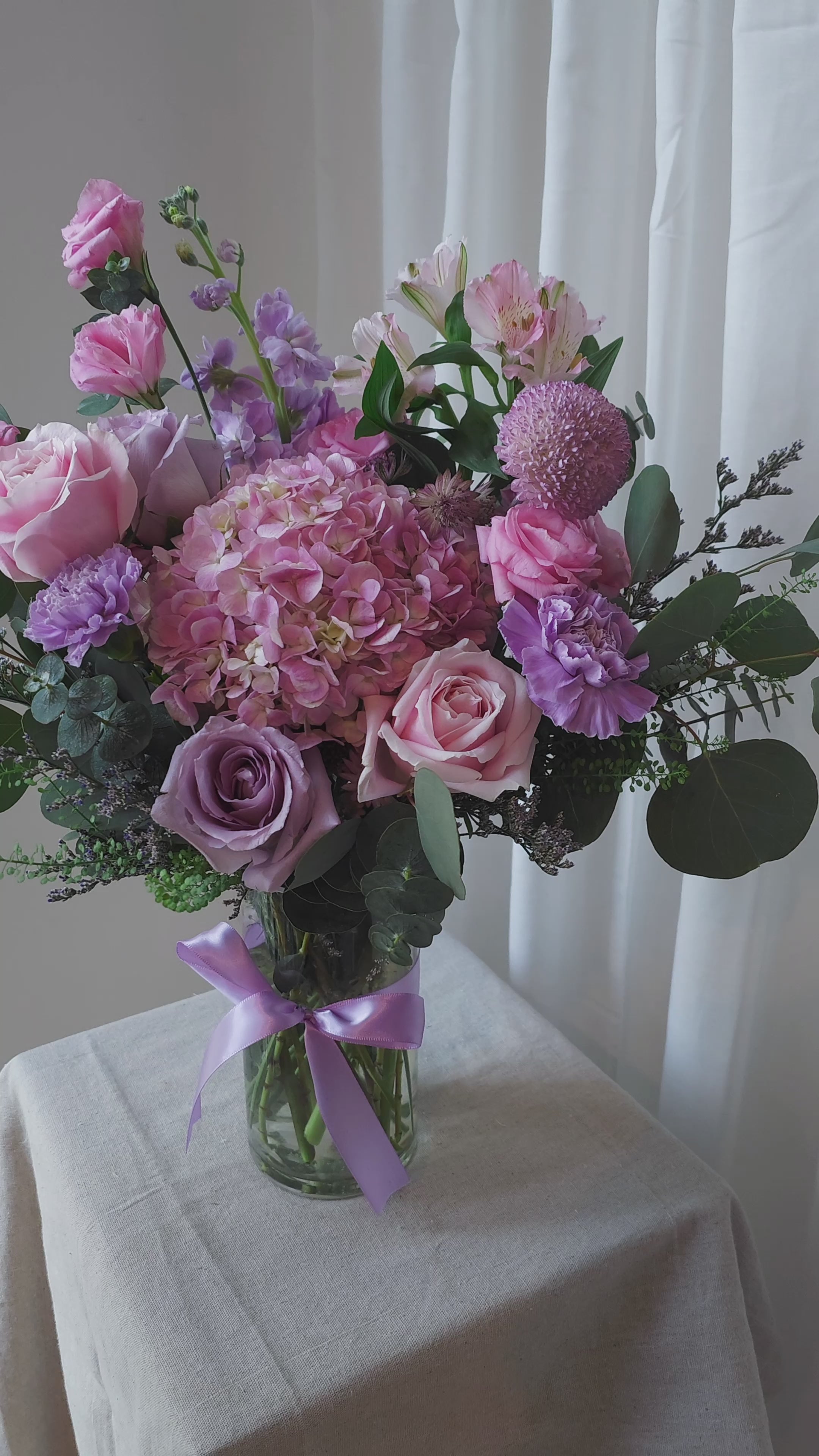 Enchanted Vase - Pink hydrangea with lilacs and pastel pinks – Hello ...